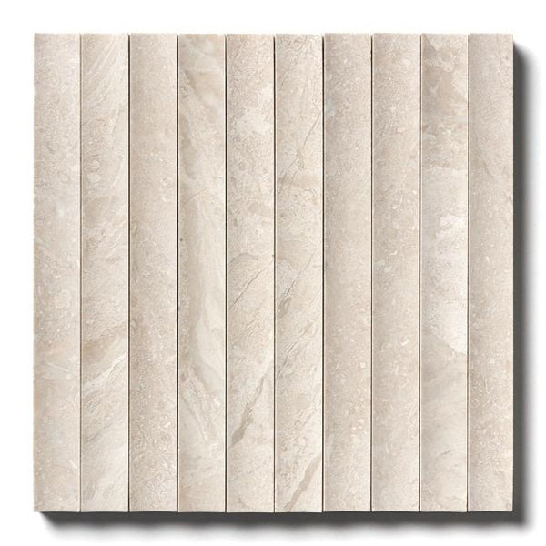 Montclair Concave Fluted Marble Mosaic in Crema Rivetta 12" x 12 ...