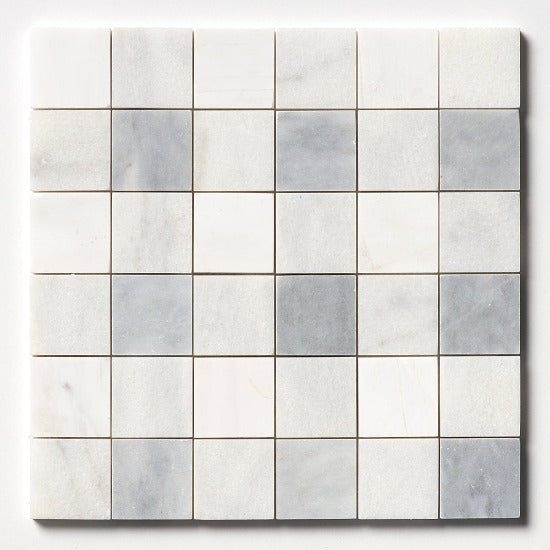 Soho Patchwork Marble Mosaic in Bianco Lasa Light & Blanco Nieve & Sno ...